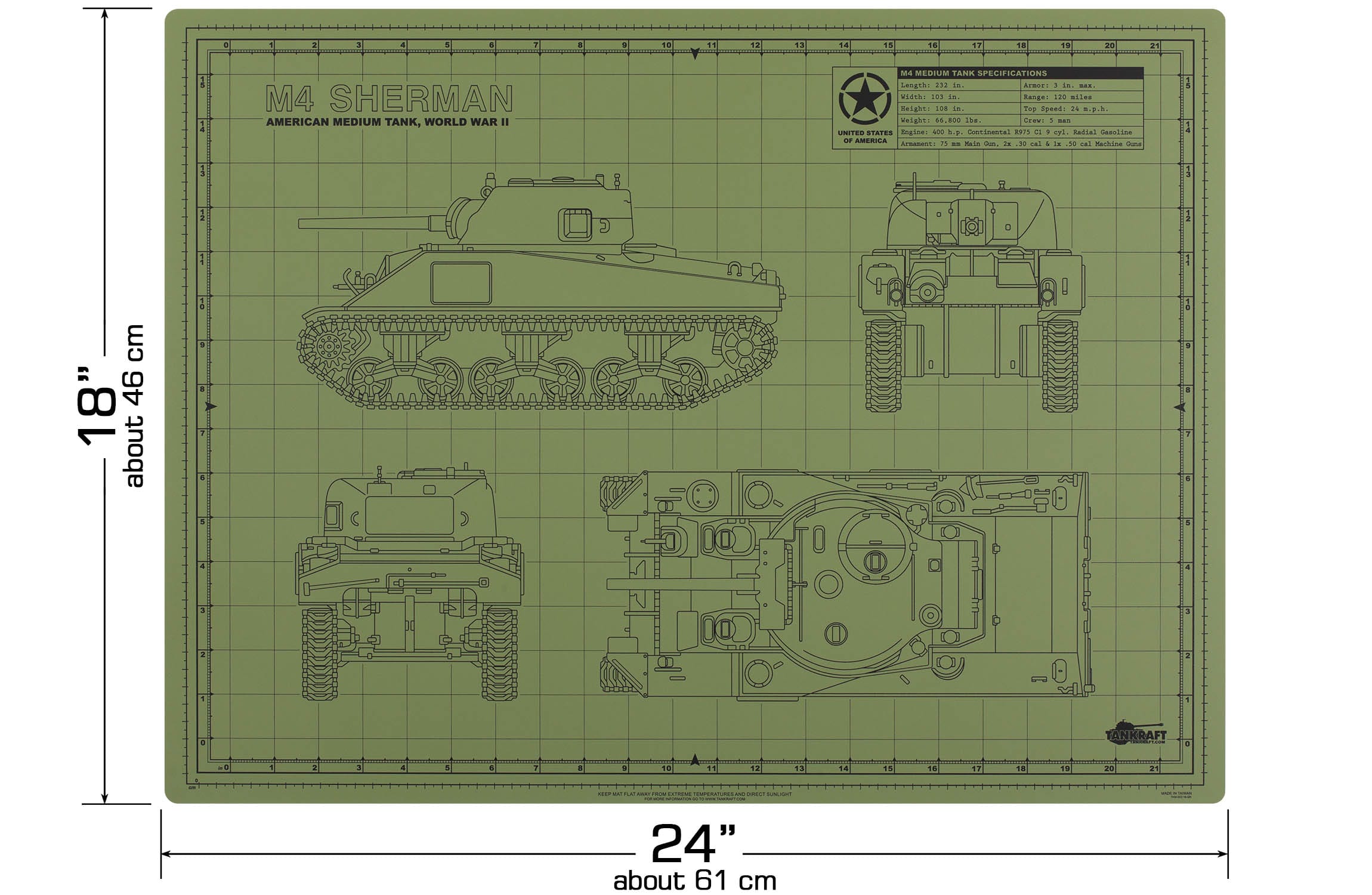 MODEL BUILDER'S SELF-HEALING CUTTING MAT SHERMAN TANK | TANKRAFT – Tankraft