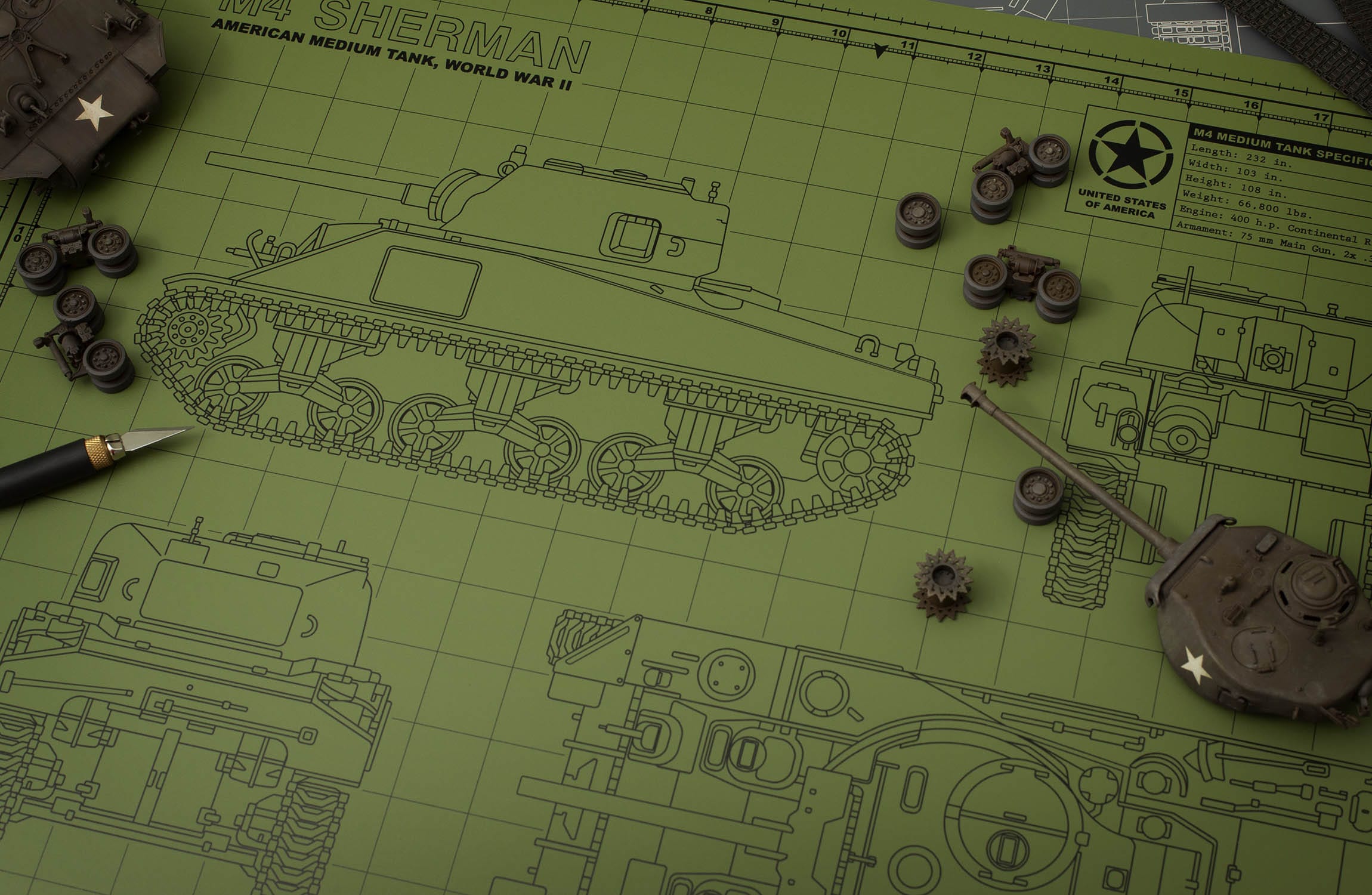 MODEL BUILDER'S SELF-HEALING CUTTING MAT SHERMAN TANK | TANKRAFT – Tankraft